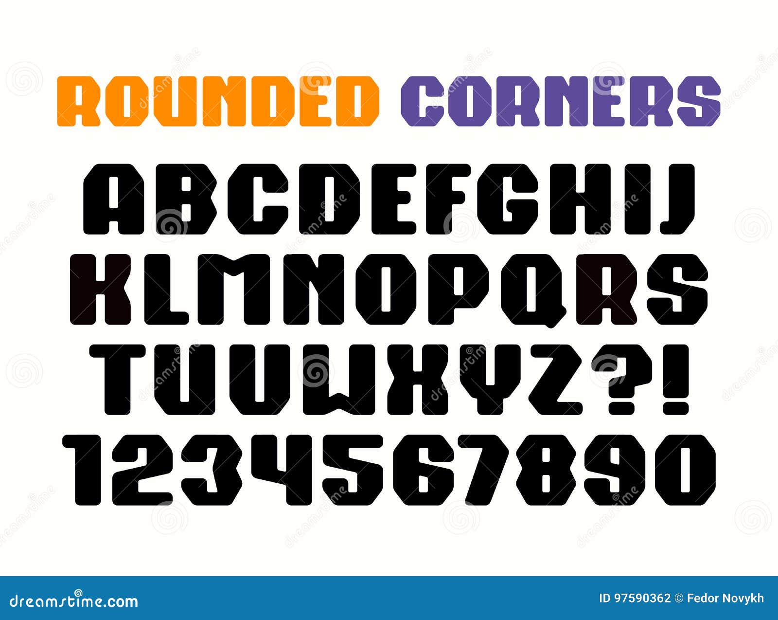 Fonte Do Quadrado De Sanserif Com Cantos Arredondados Ilustração do ...