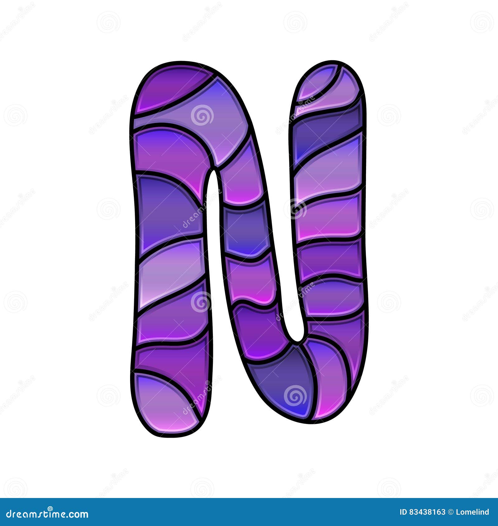 Fonte do vitral, letra n ilustração stock. Ilustração de colorido ...