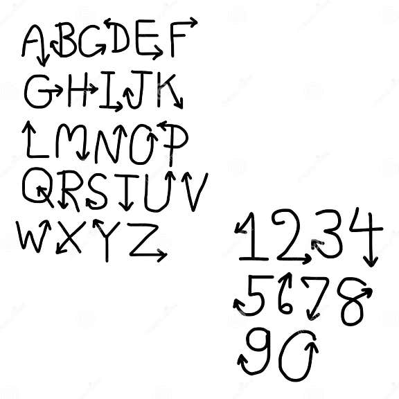 Fonte Handdrawn com seta ilustração do vetor. Ilustração de verde ...