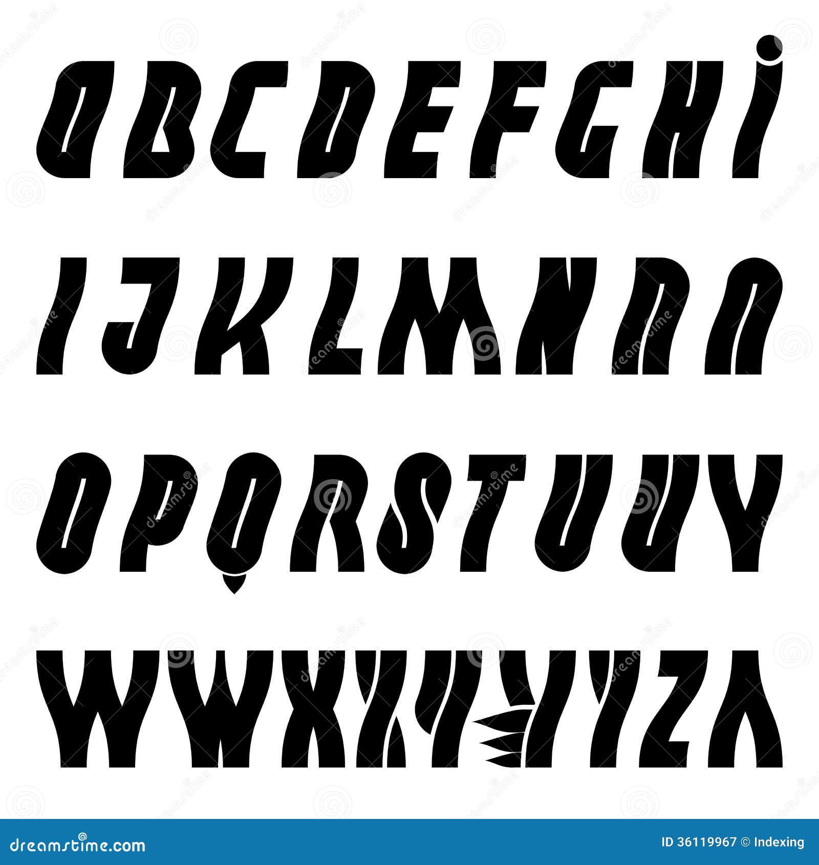 Fonte Líquida Ondulada Do Alfabeto Ilustração Stock - Ilustração de ...