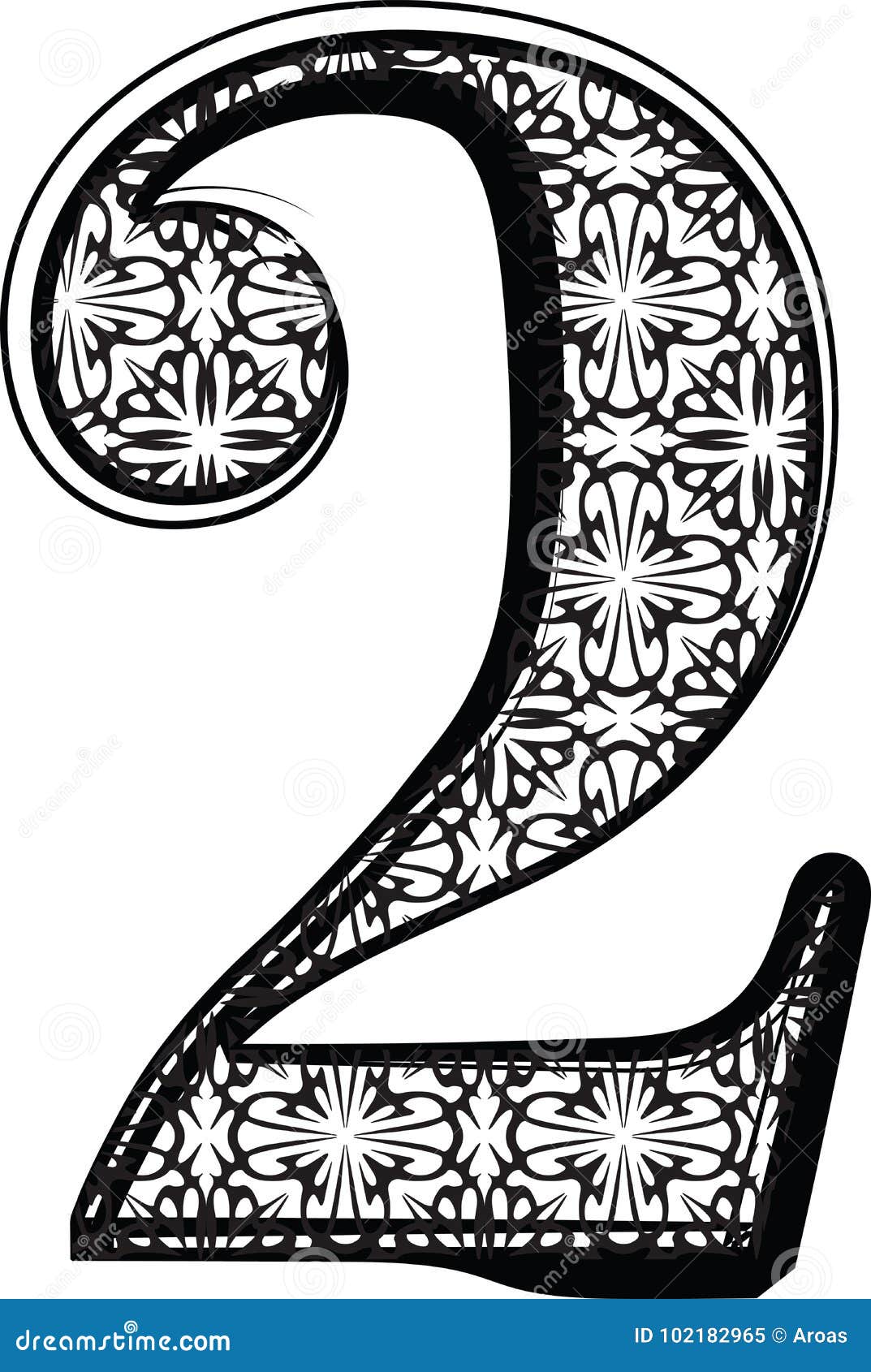 Fonte número 2 da forma ilustração do vetor. Ilustração de velho ...