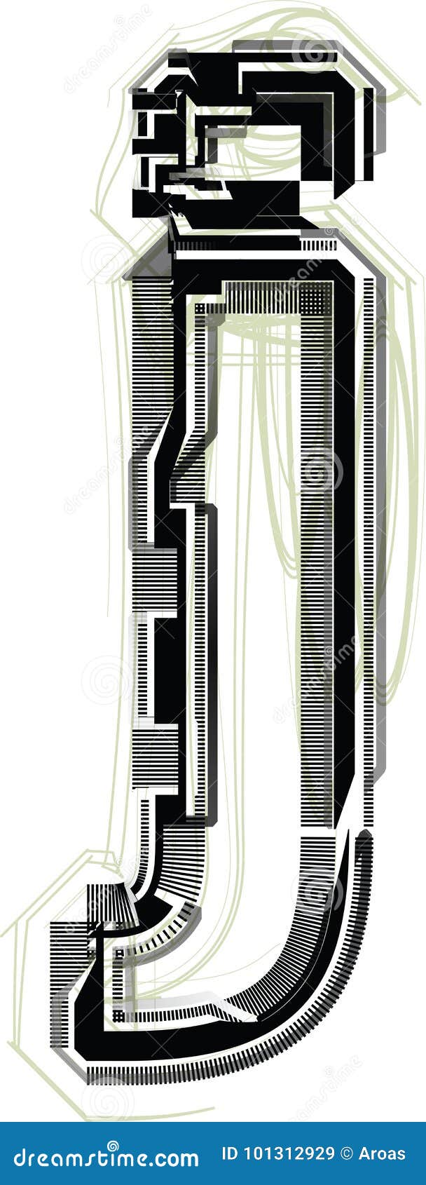 Fonte tecnologico Letra J ilustração do vetor. Ilustração de isolado ...