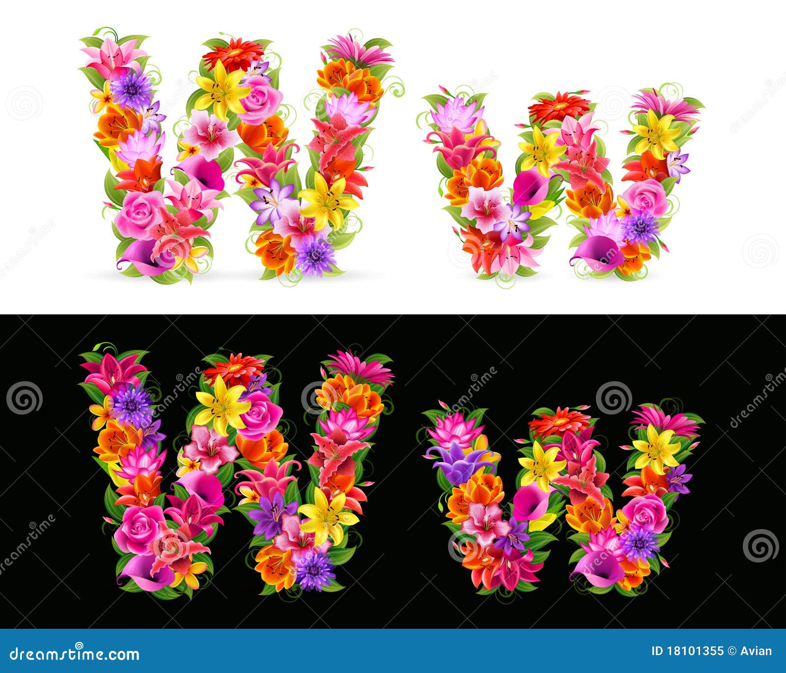 Fonte Tipografica Del Fiore Illustrazione Vettoriale - Illustrazione di ...