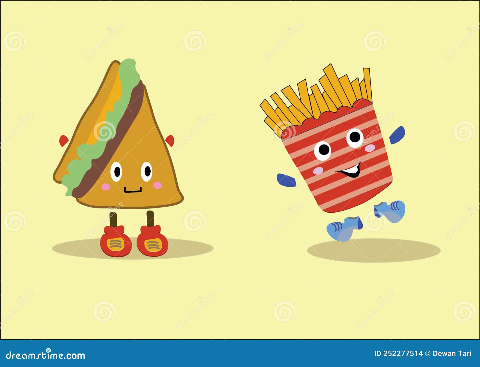 Cute and Funny Face Fast Food Animation Stock Illustration ...