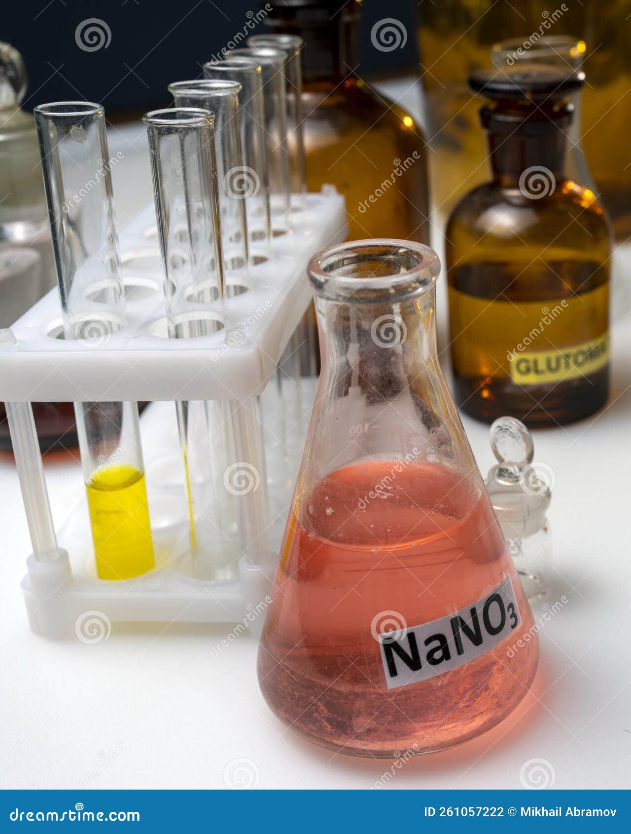 Food Additives in Test Tubes and Flasks on the Laboratory Table. Food ...