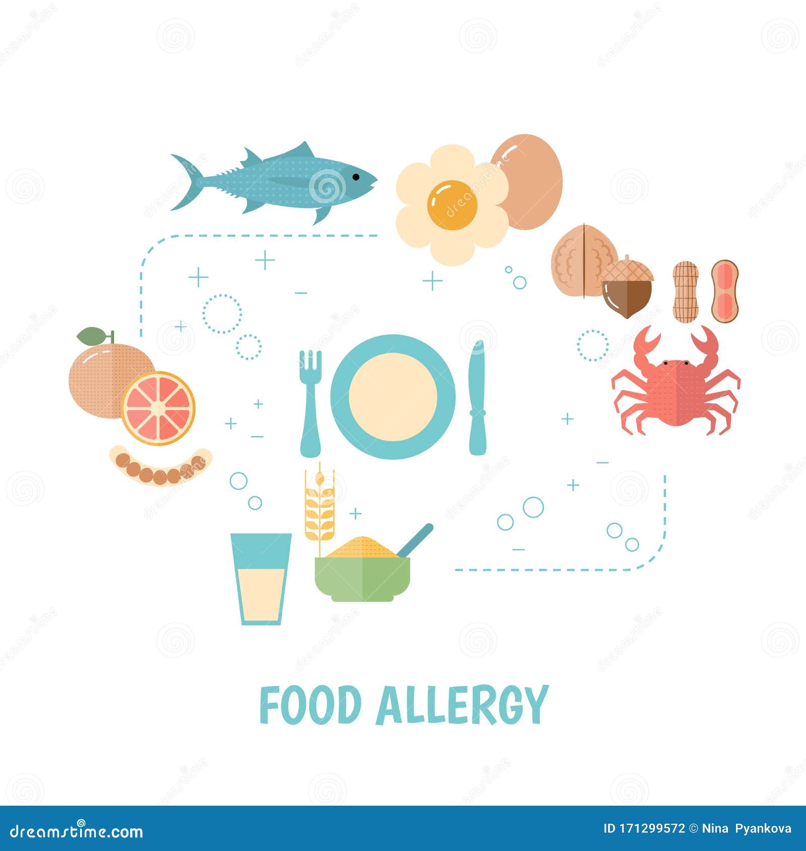 Food Allergy Concept Vector Illustration Stock Vector - Illustration of ...