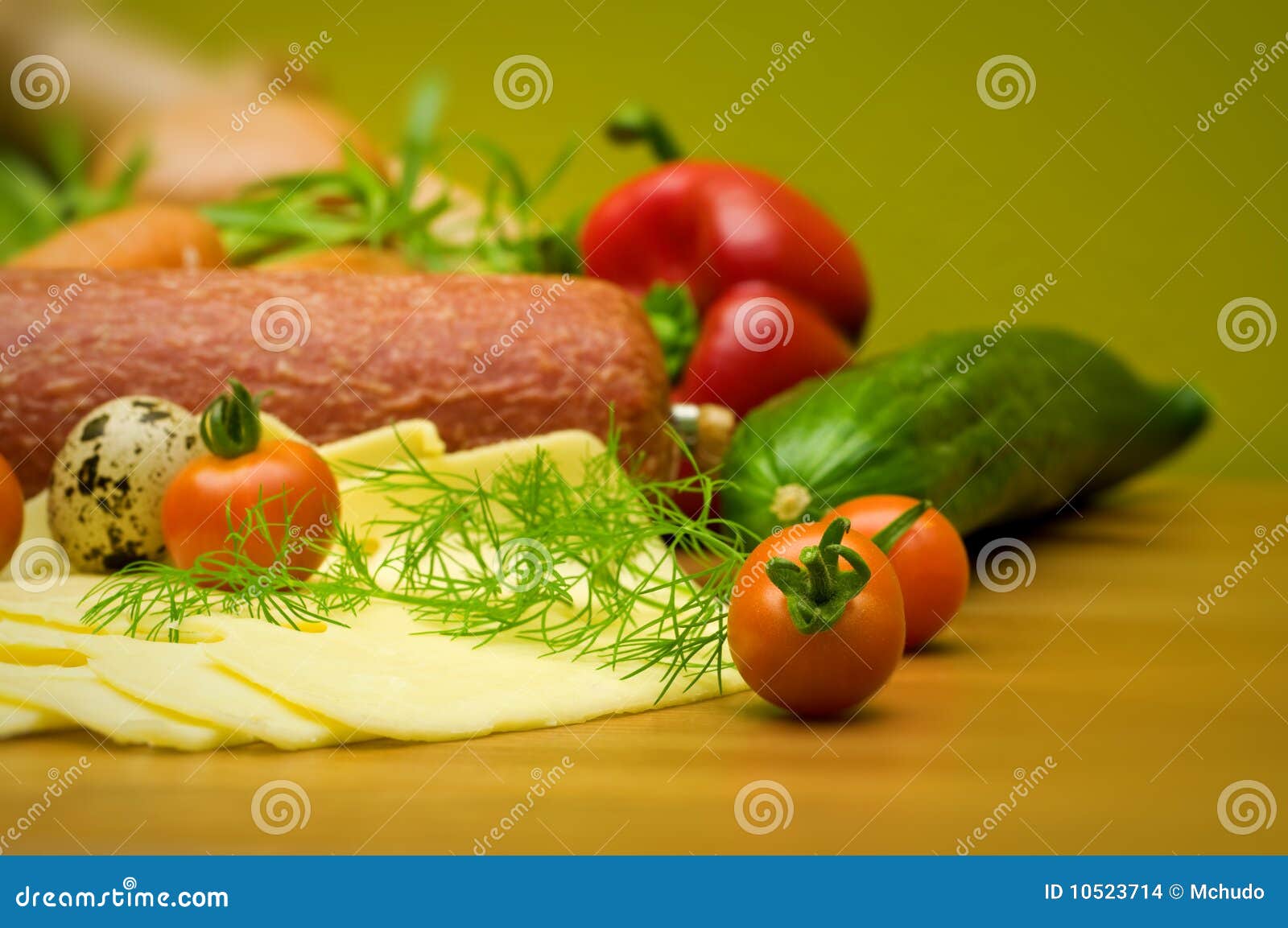 Food assortment stock photo. Image of sausage, green - 10523714