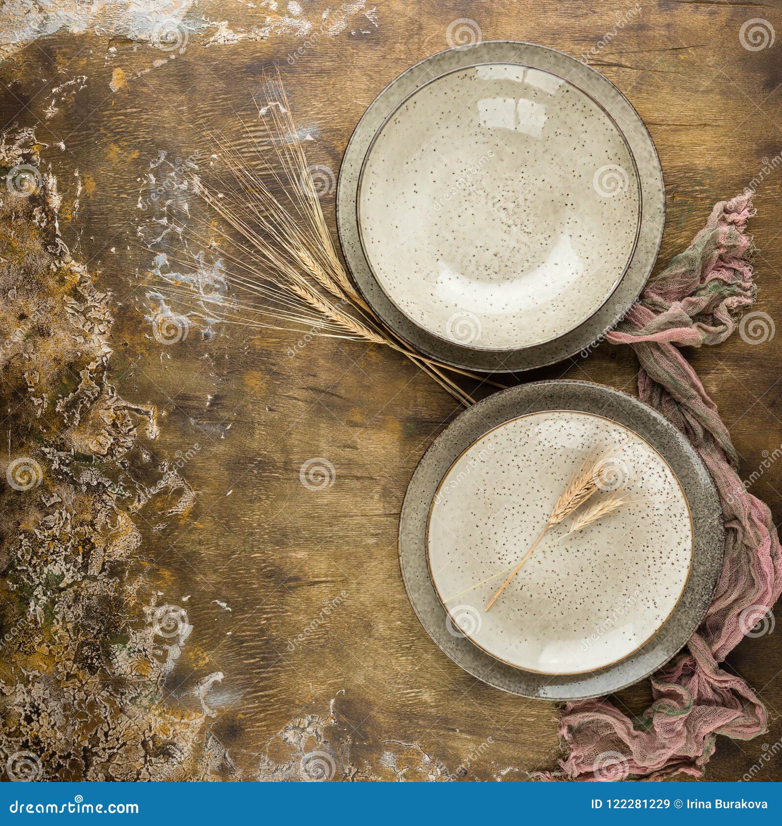 Food Background with Empty Plates Stock Image - Image of meal ...