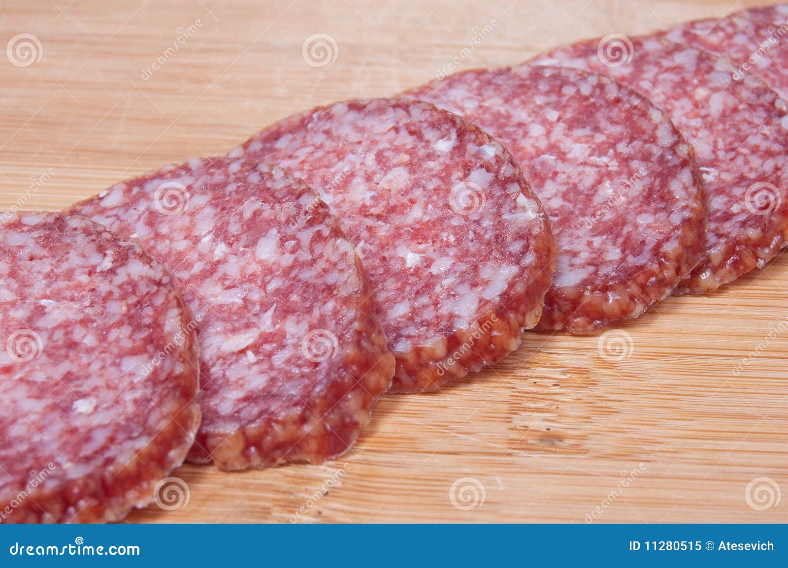 Food Background of Sliced Salami Stock Image - Image of appetizer ...