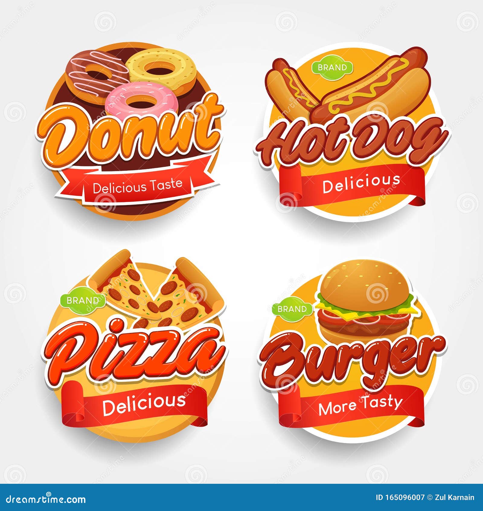 Set of Fast Food Typographical Logo Design Concept for Label Stock ...