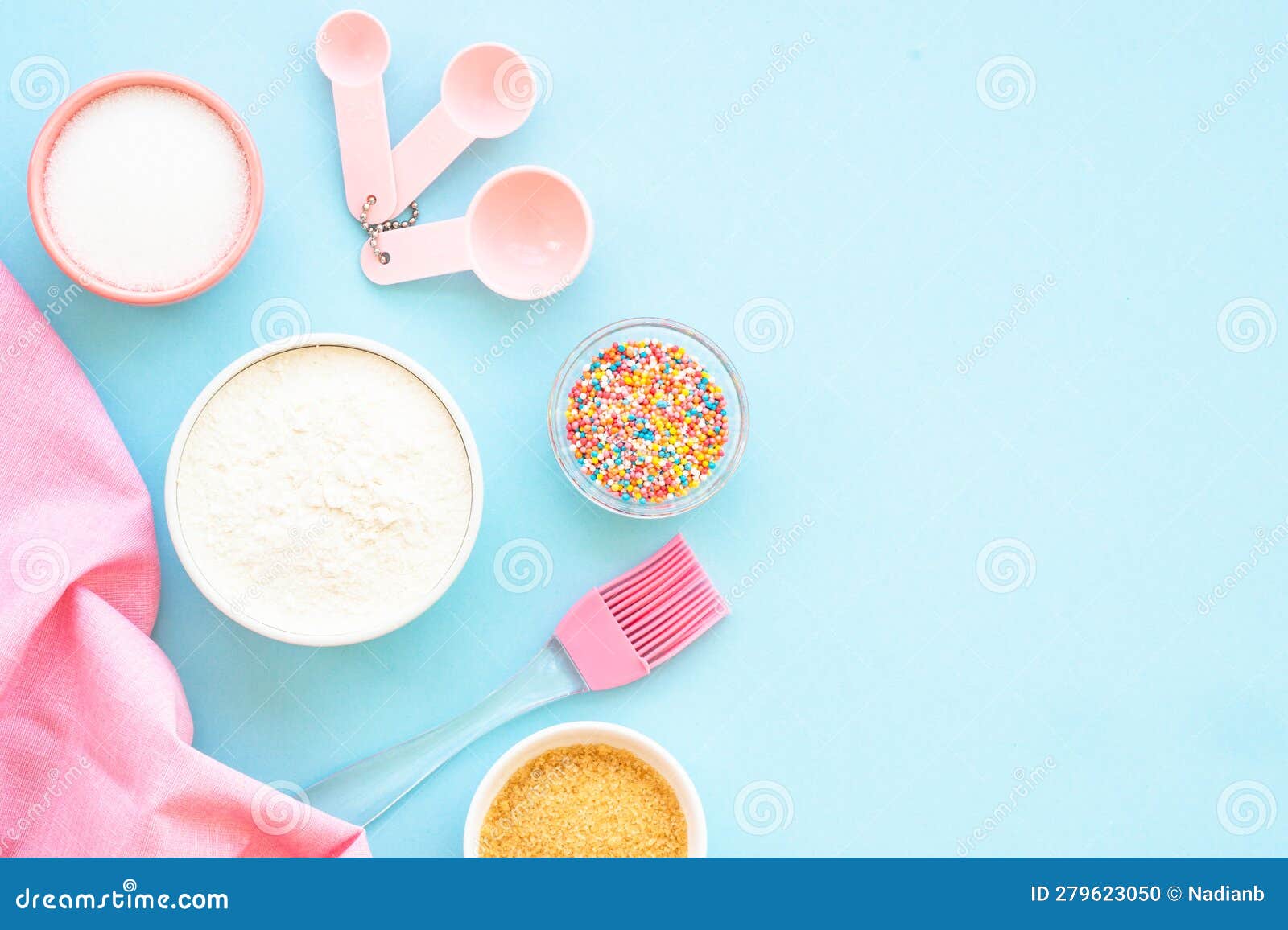 Food Baking Background at Blue Flat Lay. Stock Photo - Image of cookies ...