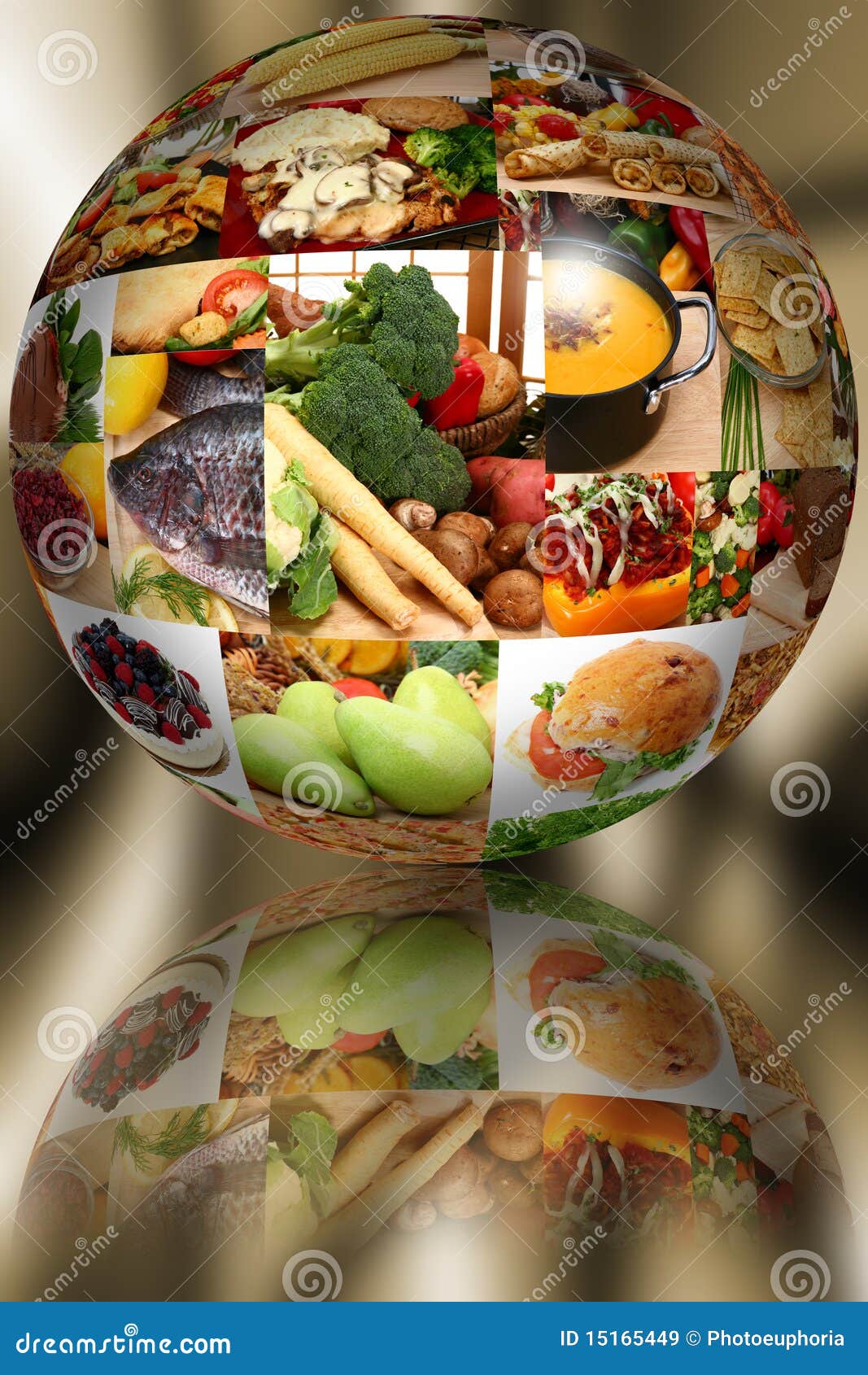 Food Ball over Abstract stock image. Image of reflection - 15165449