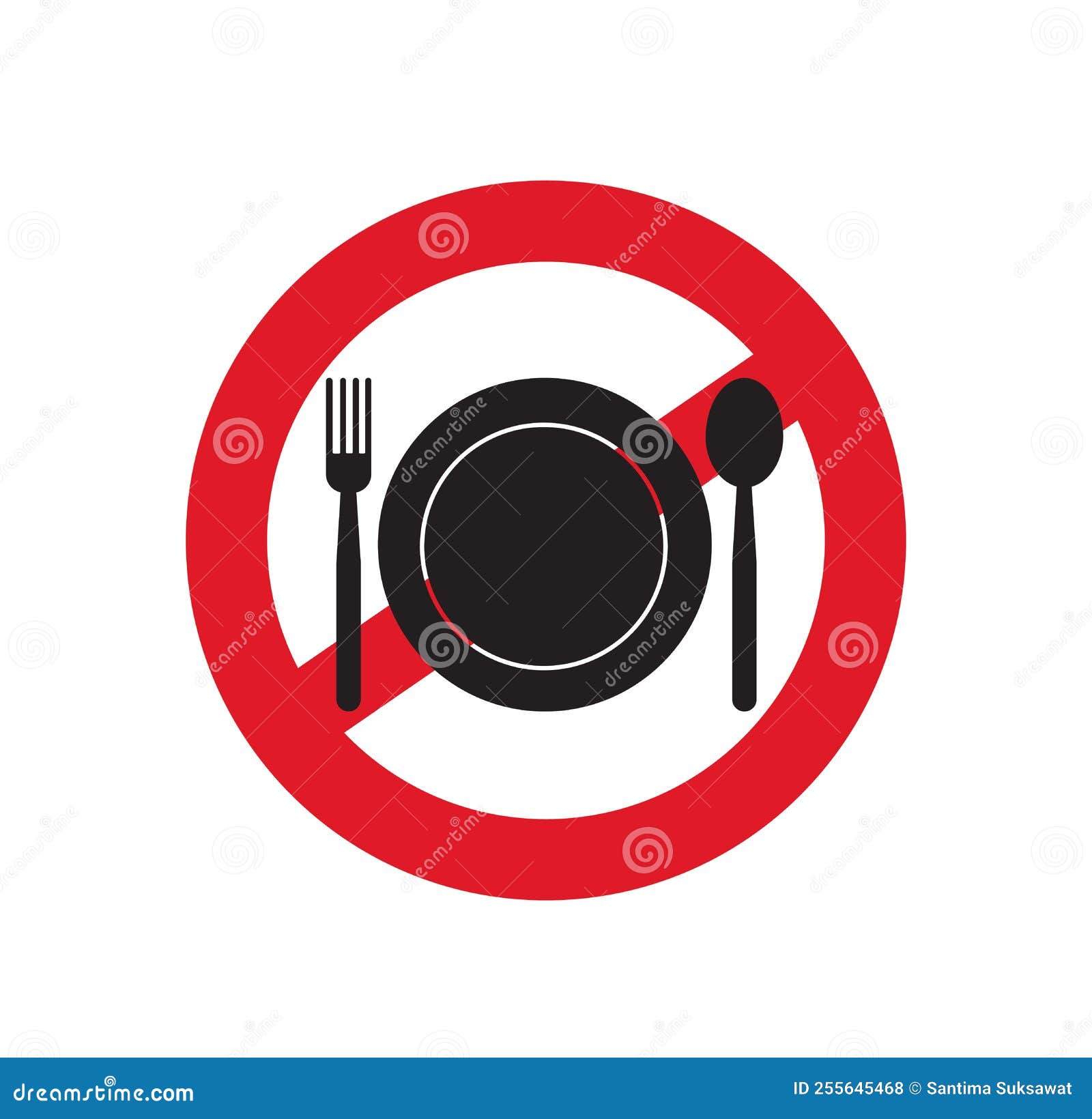 Food Ban Sign. Vector Illustration Stock Vector - Illustration of warn ...