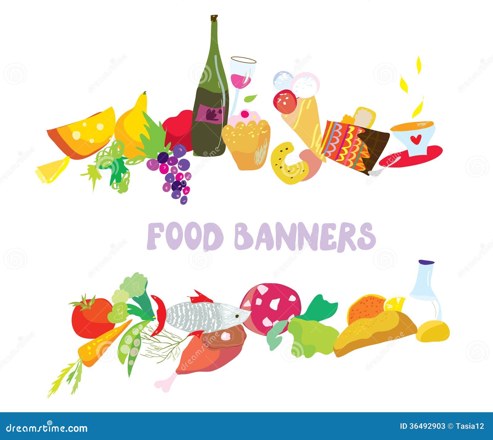 Food banners set cartoon stock vector. Illustration of graphic - 36492903
