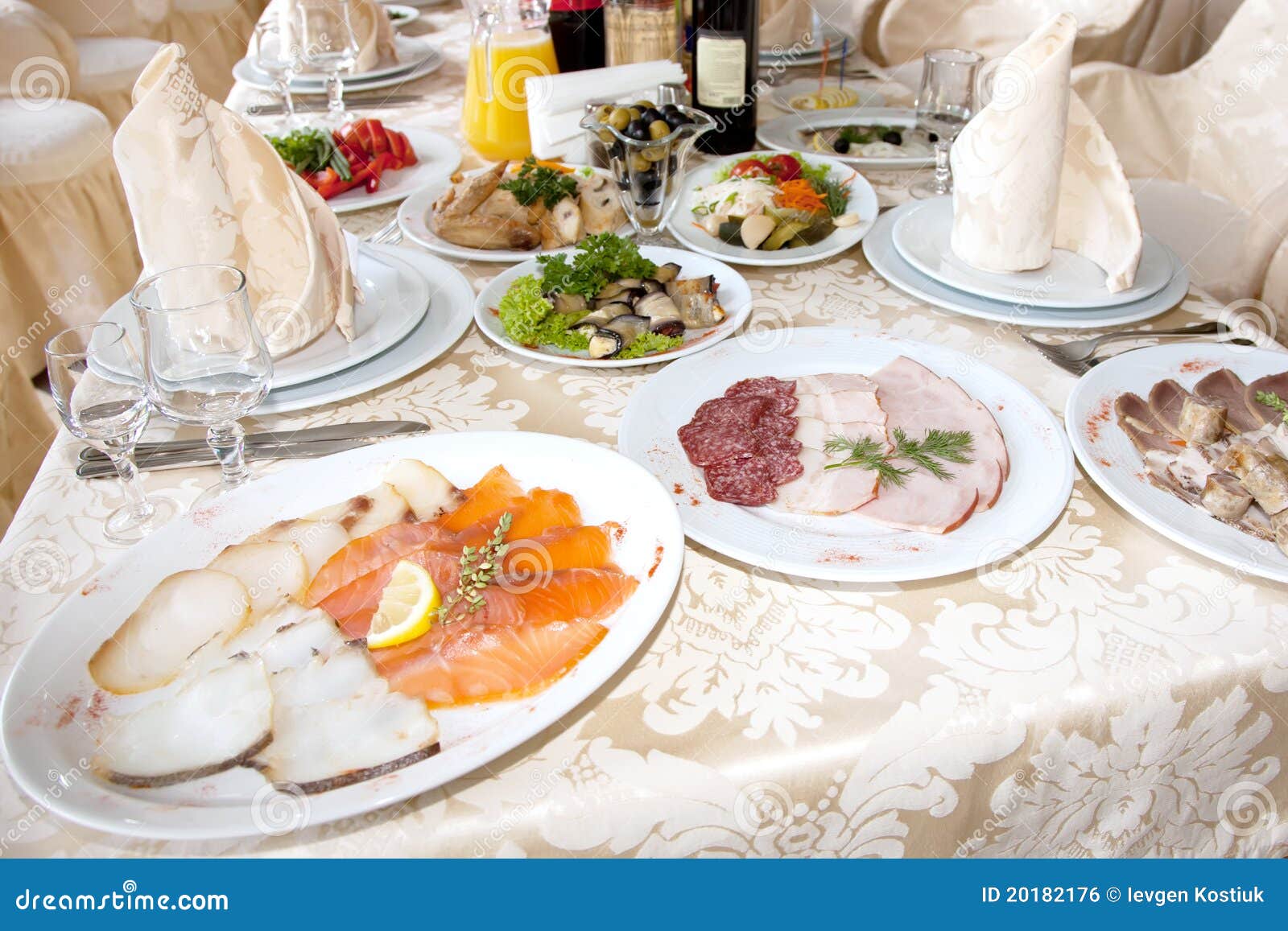 Food at banquet table stock photo. Image of cooking, eating - 20182176