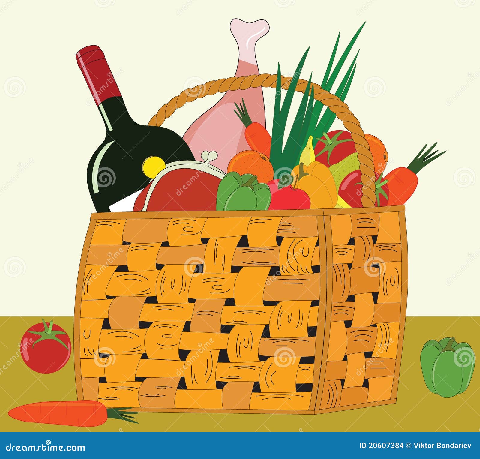 Food baskets1 stock illustration. Illustration of onions - 20607384