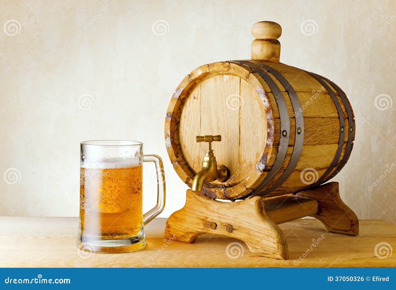 Beer and Barrel on Wood Table Stock Photo - Image of beer, brewing ...