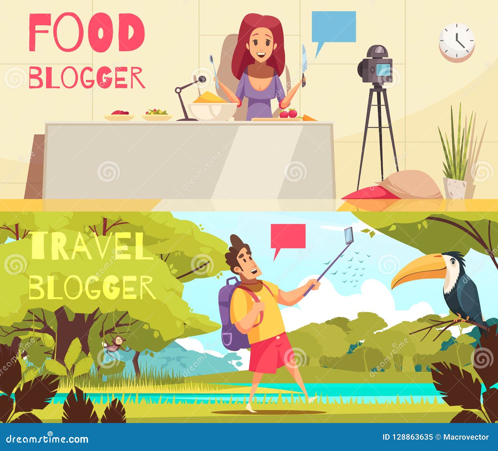 Food Blogger Banners Collection Stock Vector - Illustration of ...