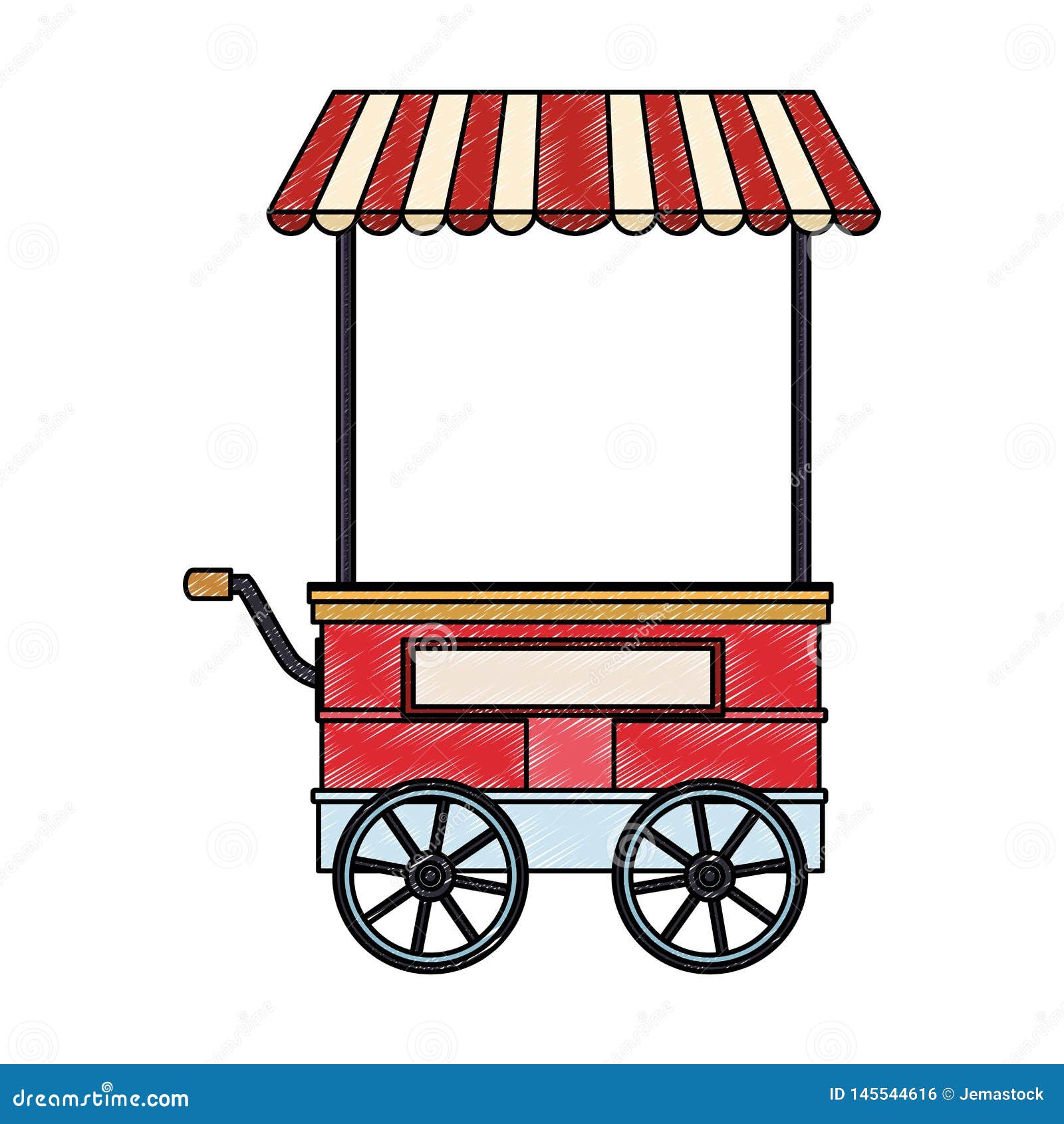 Food booth cart scribble stock vector. Illustration of market - 145544616