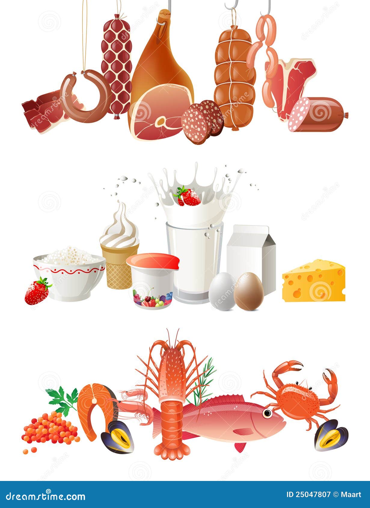 Set Of Food Borders Cartoon Vector | CartoonDealer.com #62314101