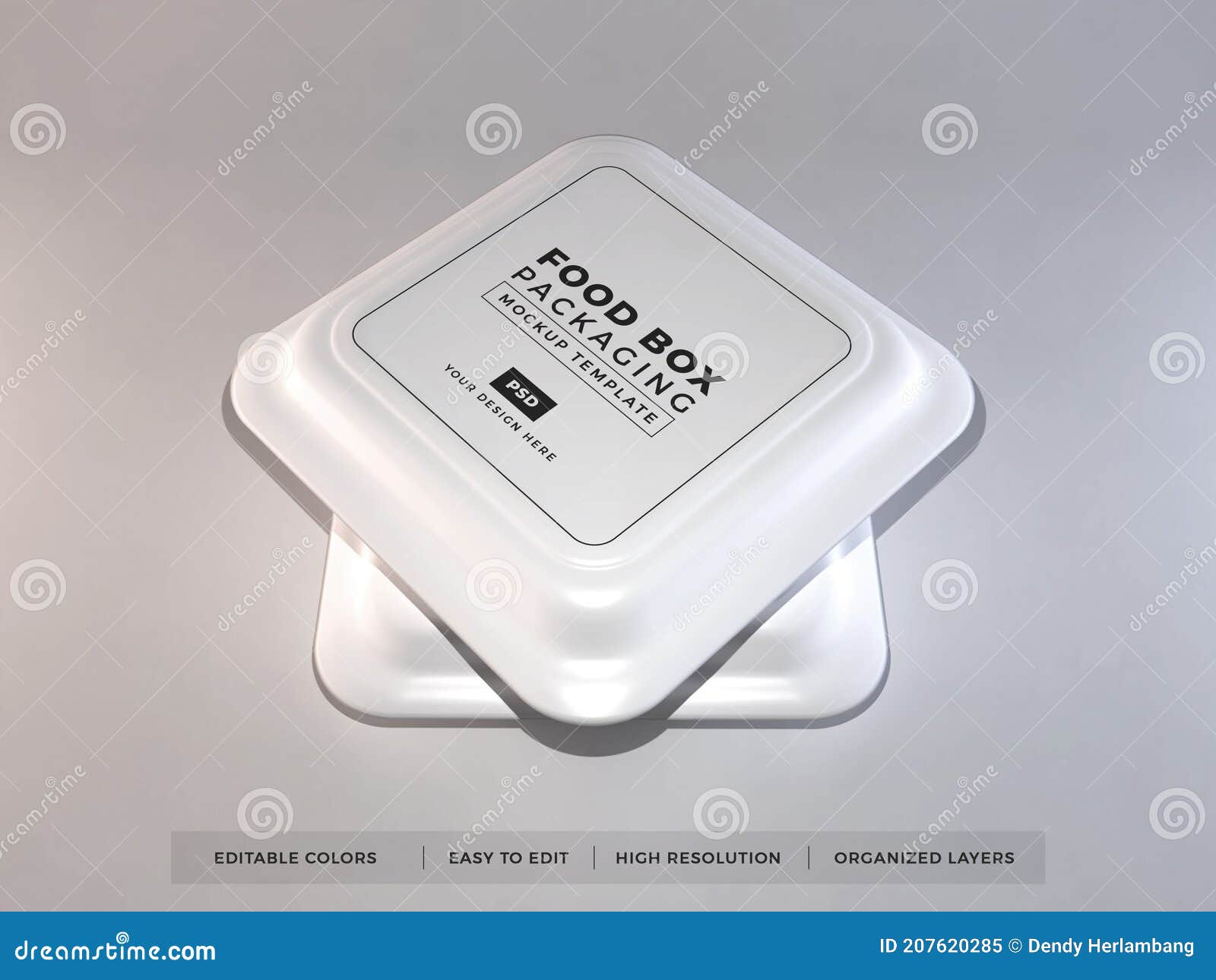 Styrofoam Food Box Packaging 3D Mockup Scene Stock Illustration ...