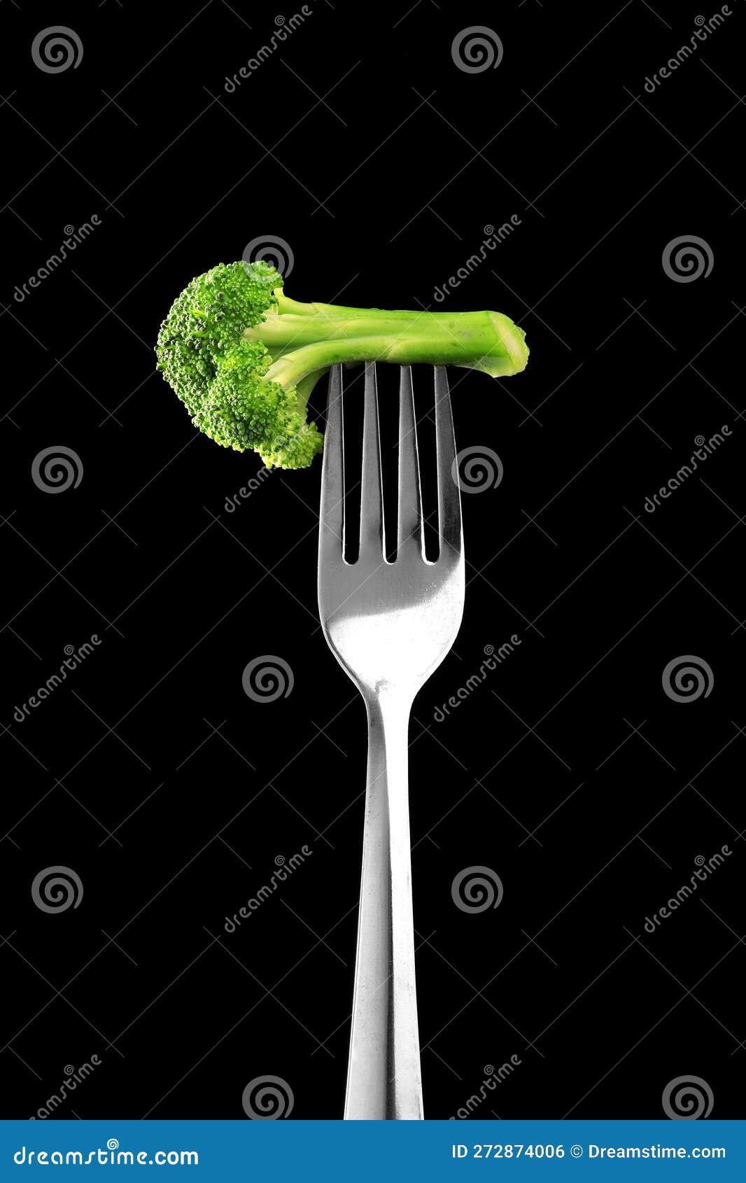 Food Broccoli on a Fork on Black Background Stock Photo - Image of ...