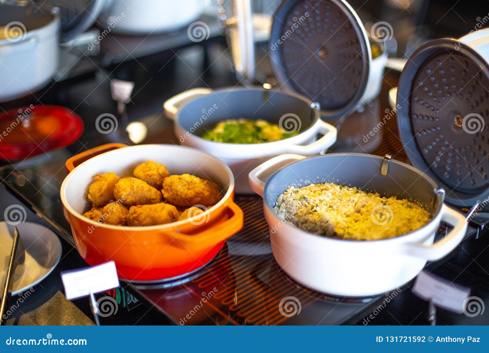 Food on the Shelves in the Self-service Buffet. Food Buffet in ...