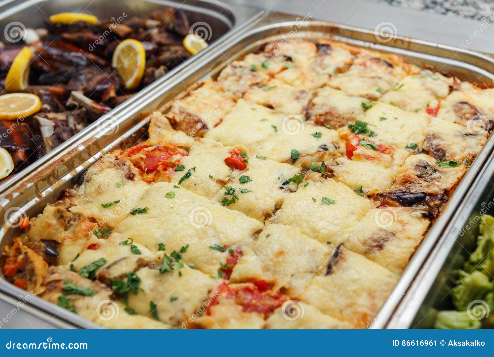 Food Buffet Self Service Lunch or Dinner Stock Image - Image of meat ...