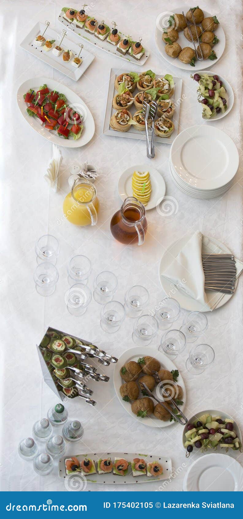 Food for a Buffet on the Table Top View. Stock Image - Image of holiday ...