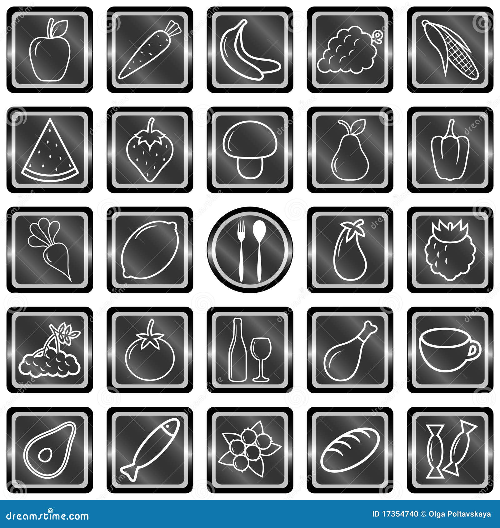 Food buttons. stock vector. Illustration of carrot, chicken - 17354740