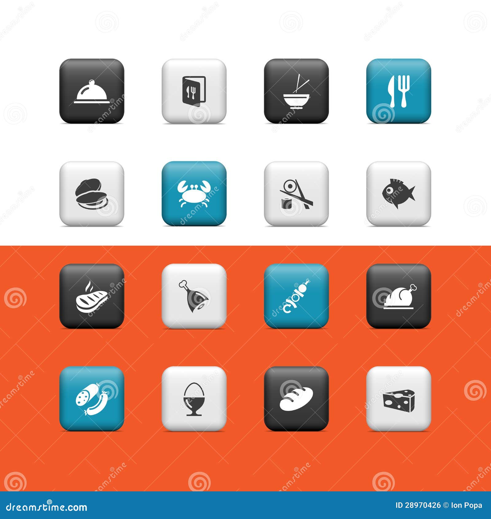 Food buttons stock vector. Illustration of fishes, nutrition - 28970426