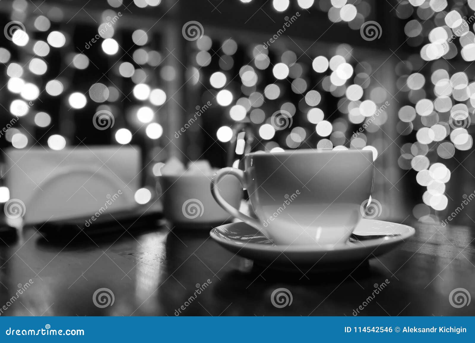 Objects in the Cafe on the Table Stock Photo - Image of dark, black ...