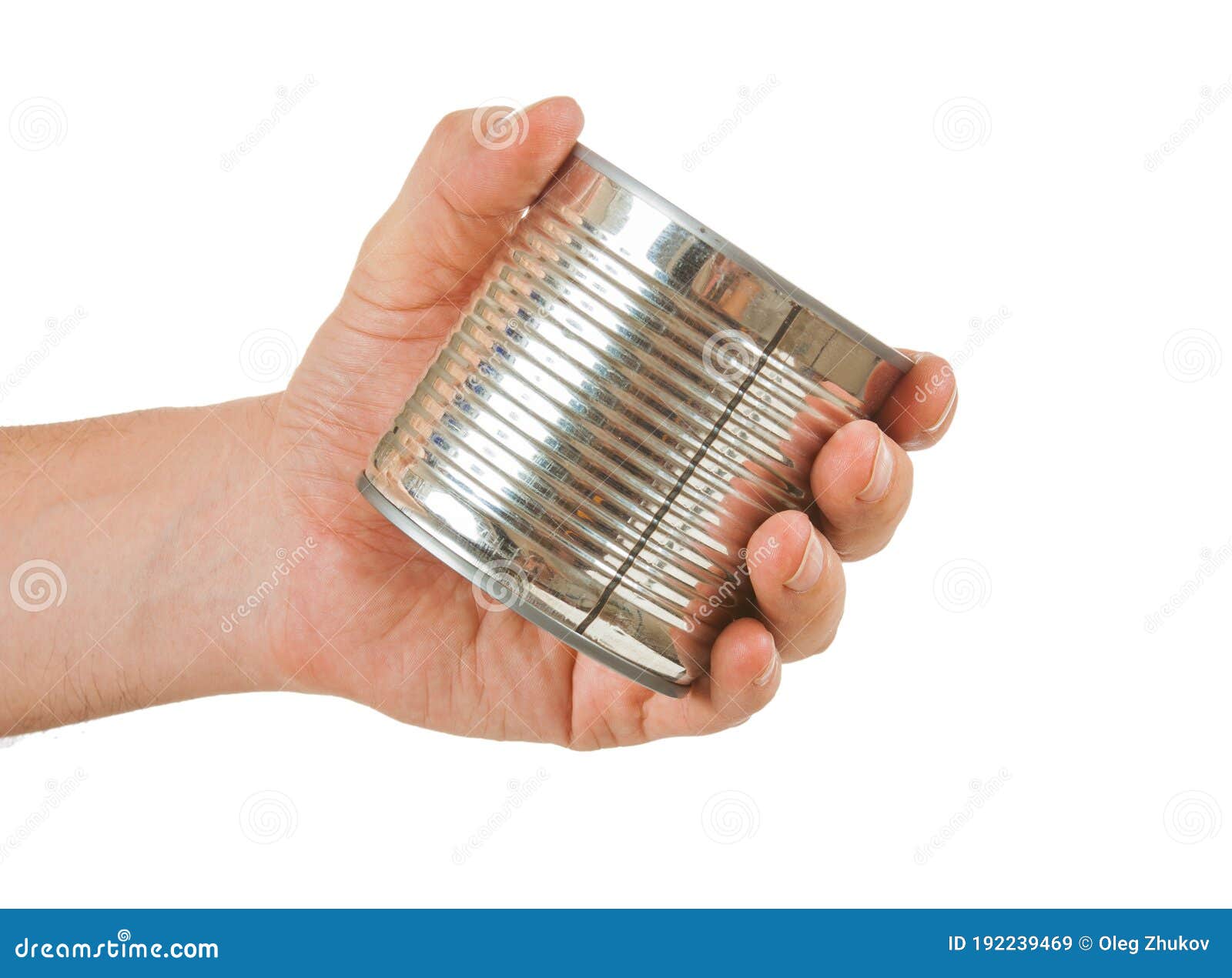 Food can in hand stock image. Image of chrome, steel - 192239469