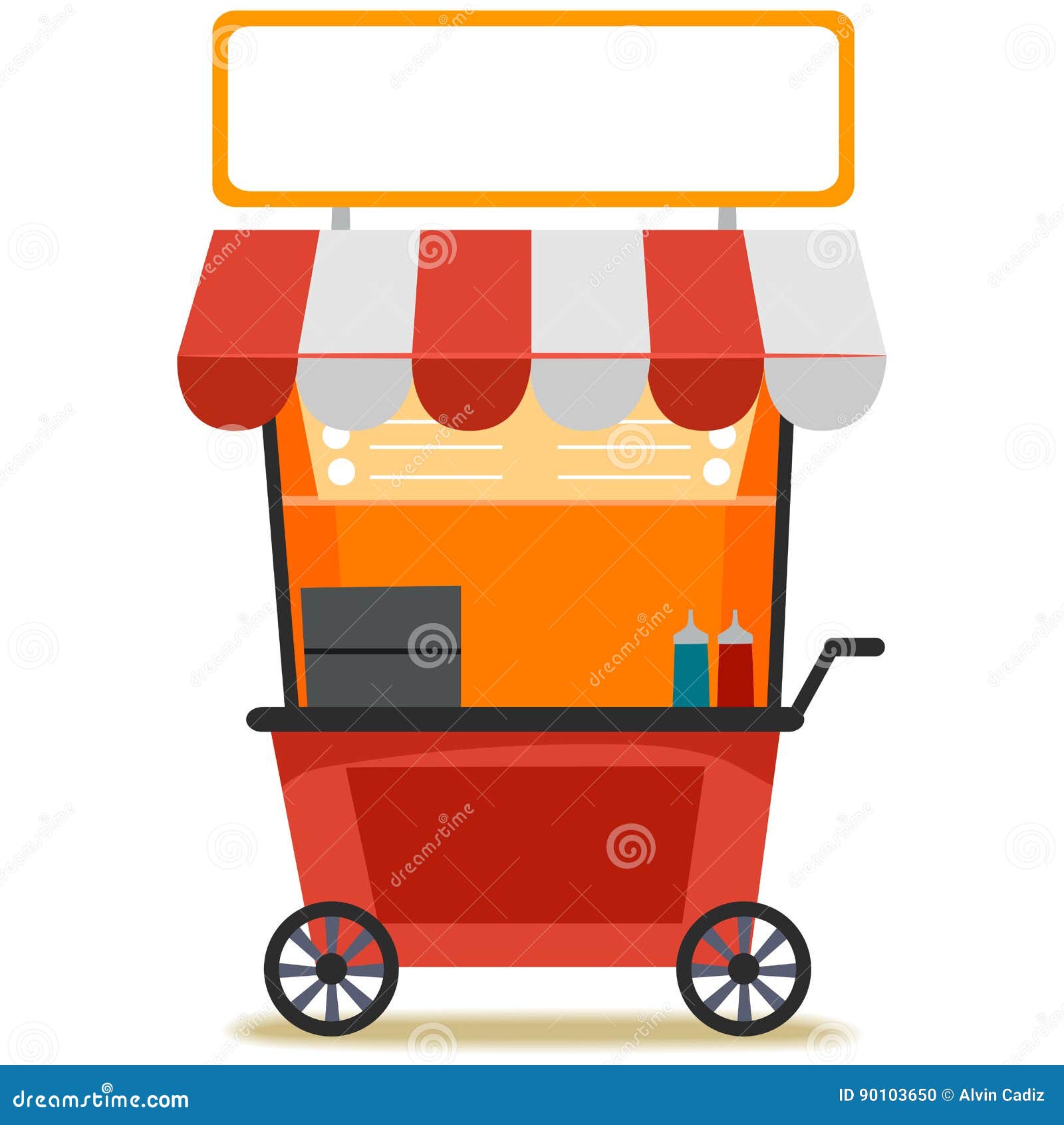 Food Cart Icon. Hot Dog Or Ice Cream Street Food Stand Simple Vector ...