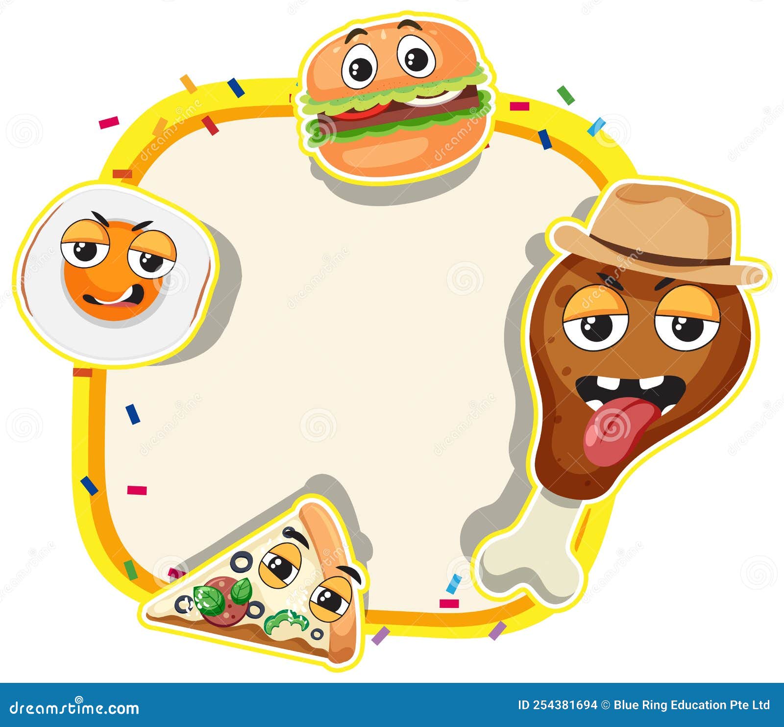Food Cartoon Frame for Text Template Stock Vector - Illustration of ...