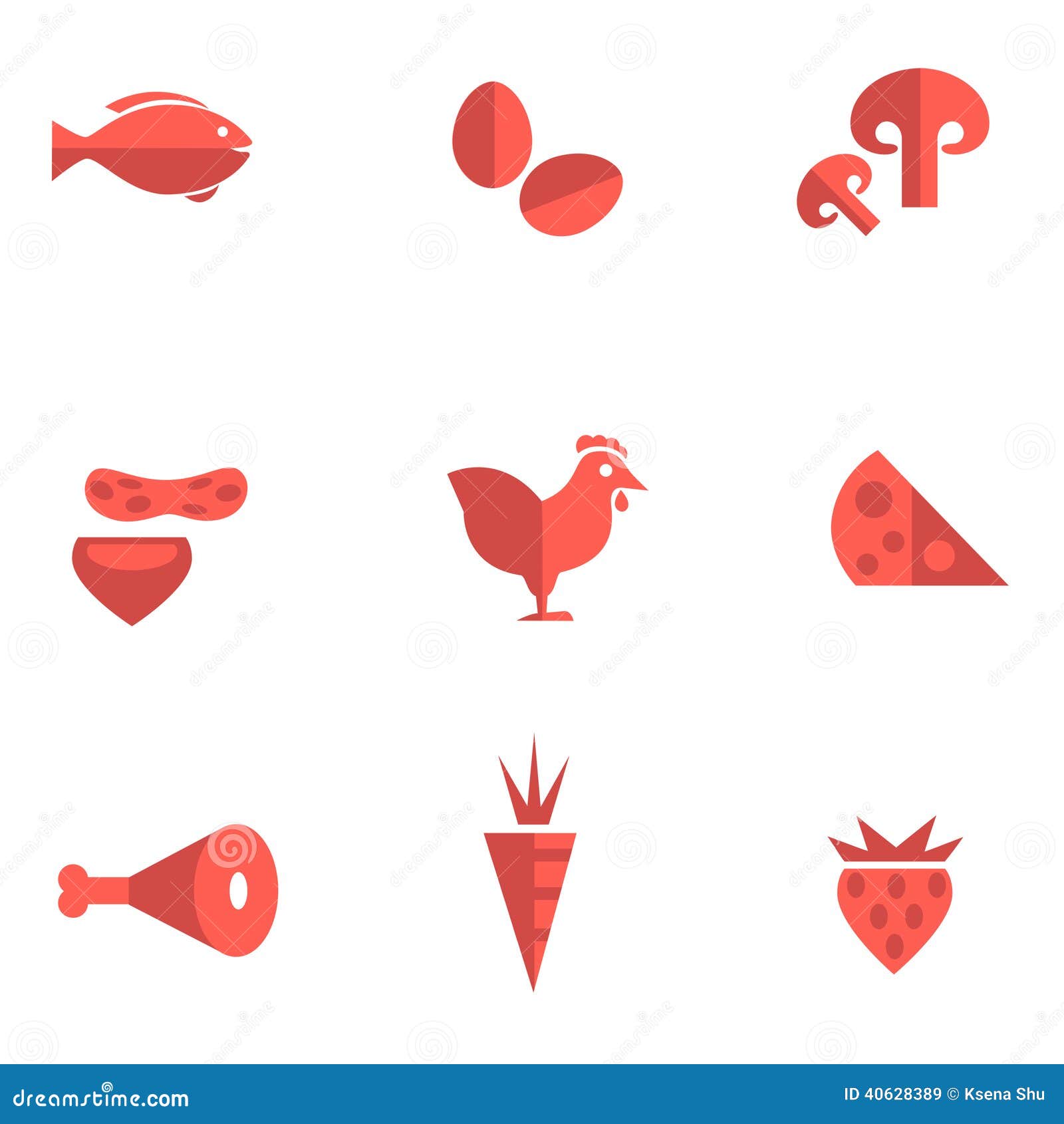 Food category flat icons stock vector. Illustration of carrot - 40628389
