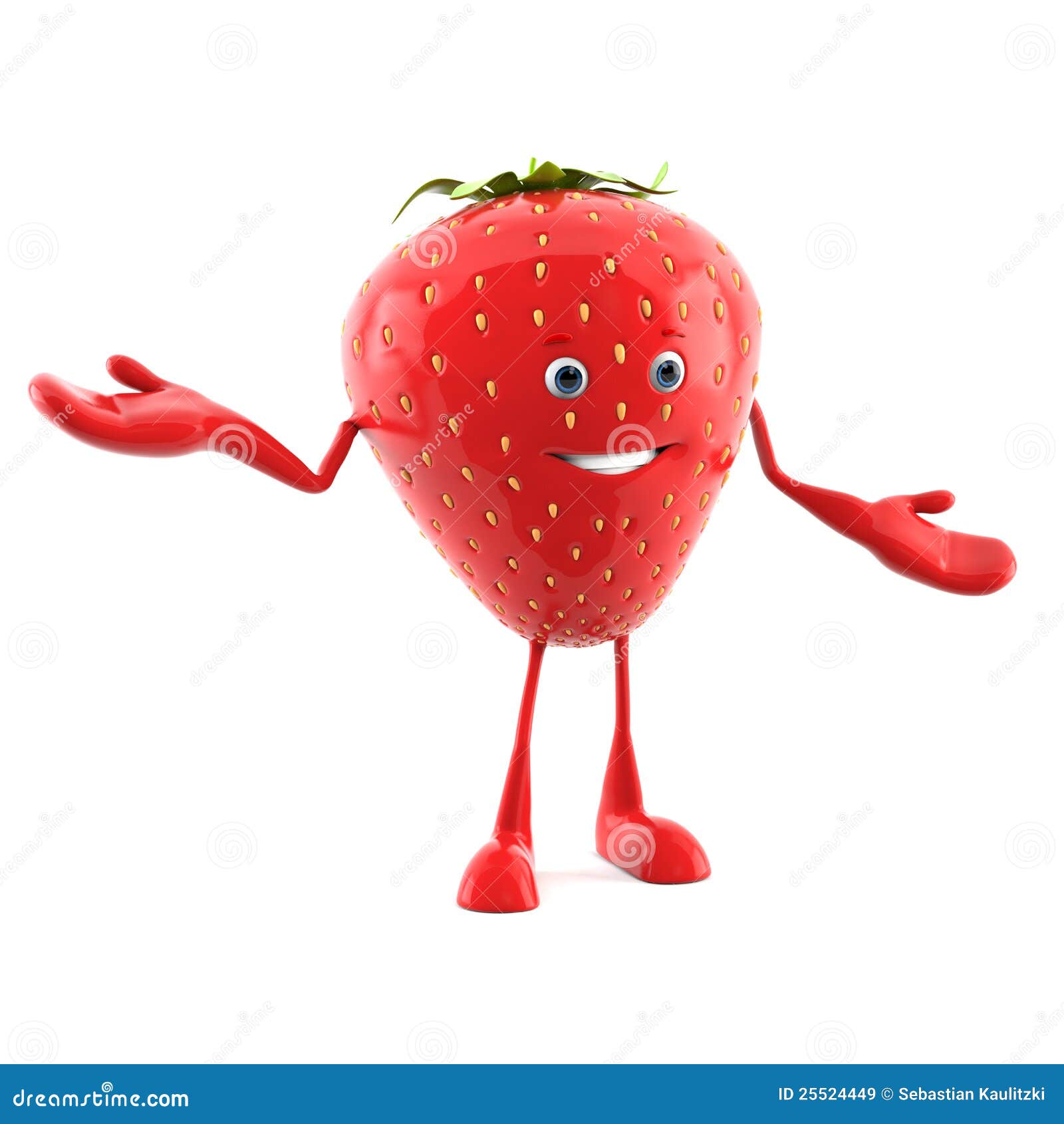 Food Character - Strawberry Stock Illustration - Illustration of green ...