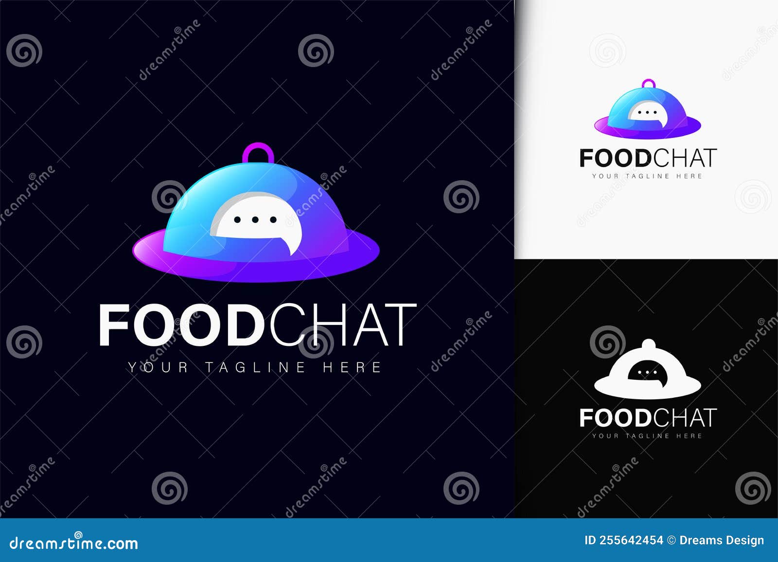 Food Chat Logo Design with Gradient Stock Vector - Illustration of ...