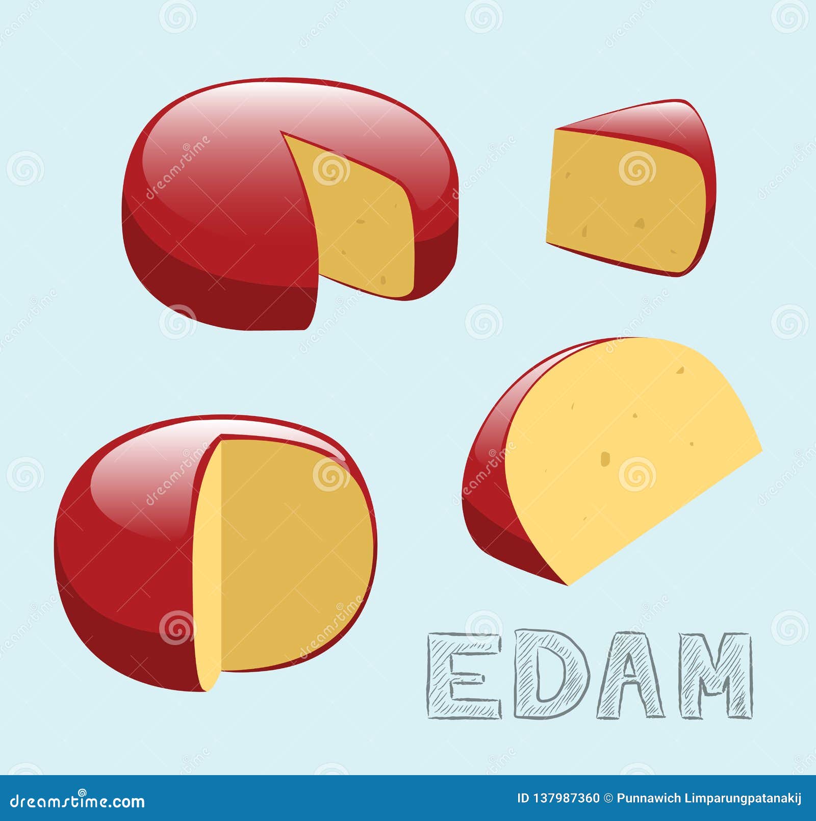 Food Cheese Type Edam Vector Illustration Stock Vector - Illustration ...