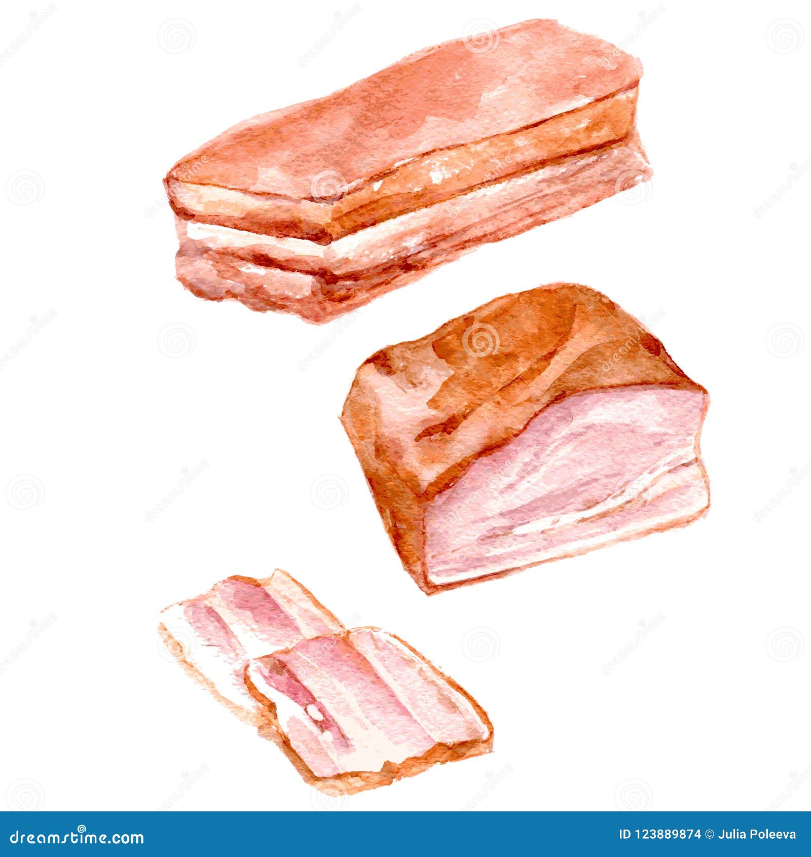 Food Clipart - a Ham, a Piece of Ham, a Slice of Ham. Vector Stock ...