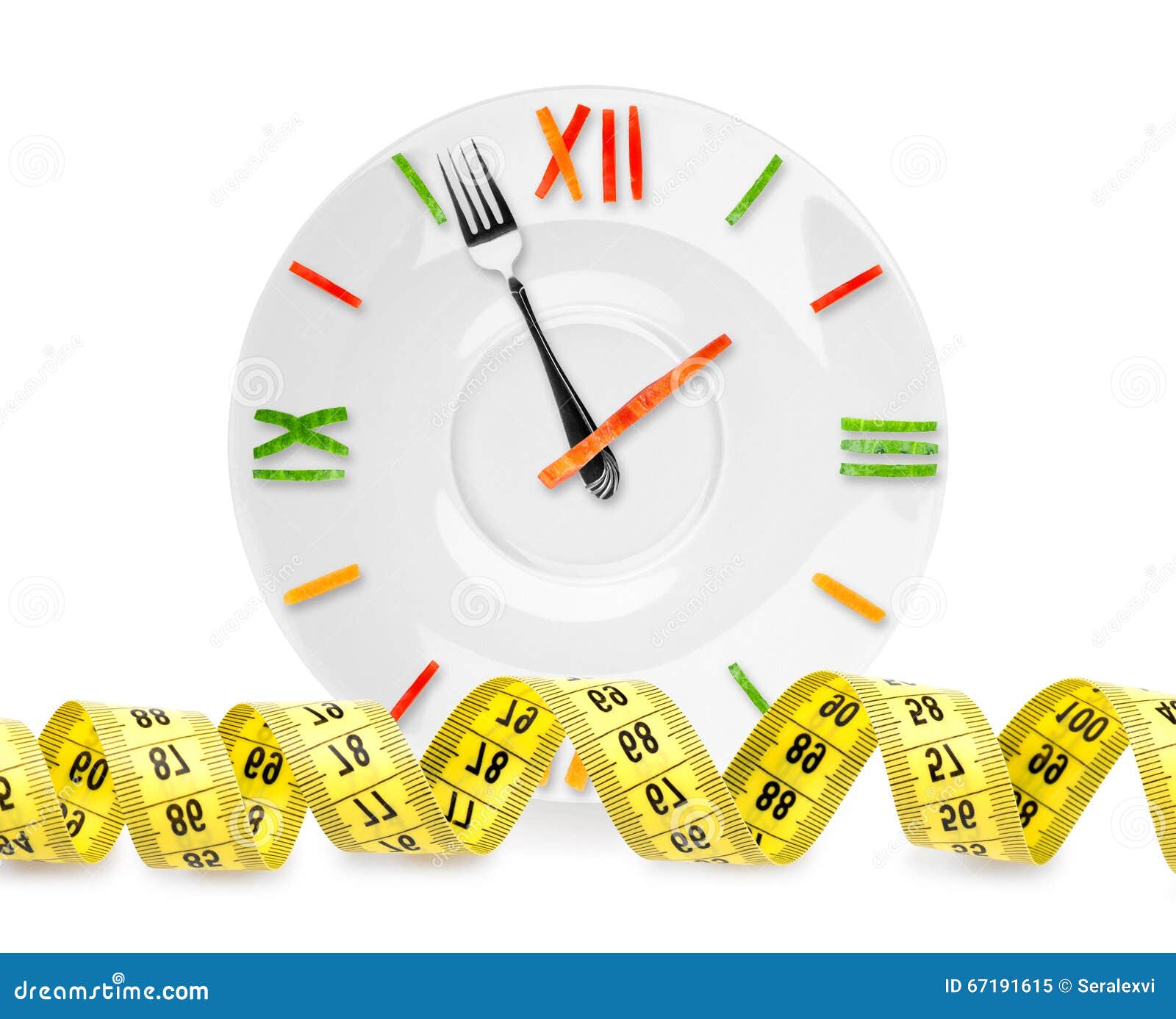 Food Clock with Measuring Tape Stock Image - Image of closeup, loss ...