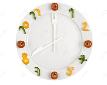 Food Clock on White Background Stock Photo - Image of isolated, food ...