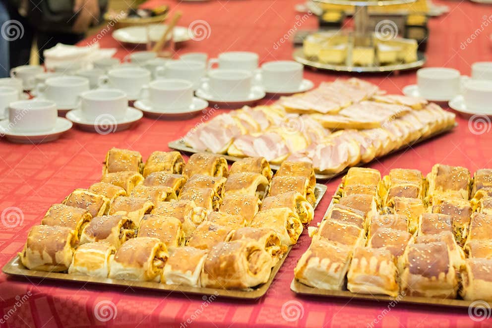 Food for Coffee Break on the Table Stock Photo - Image of service ...