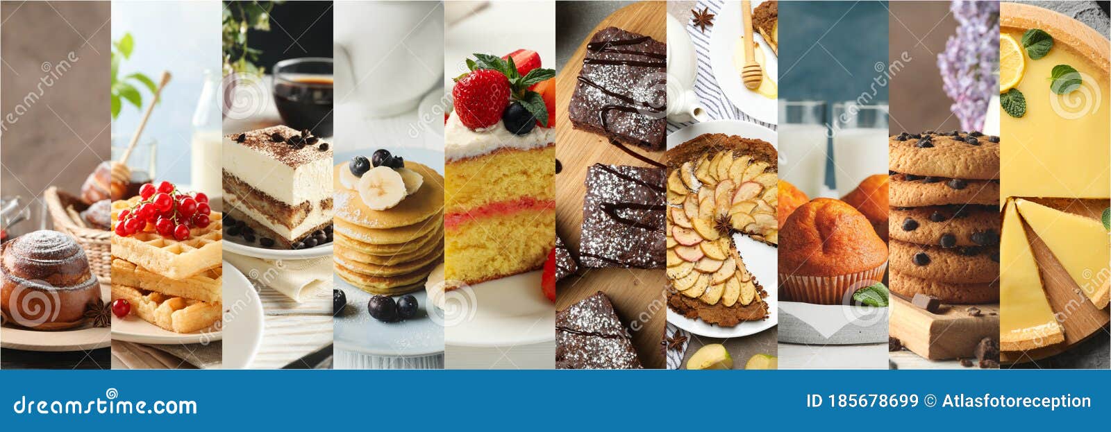 Food Collage with Different Sweet Food Delicious Dessert Stock Image ...