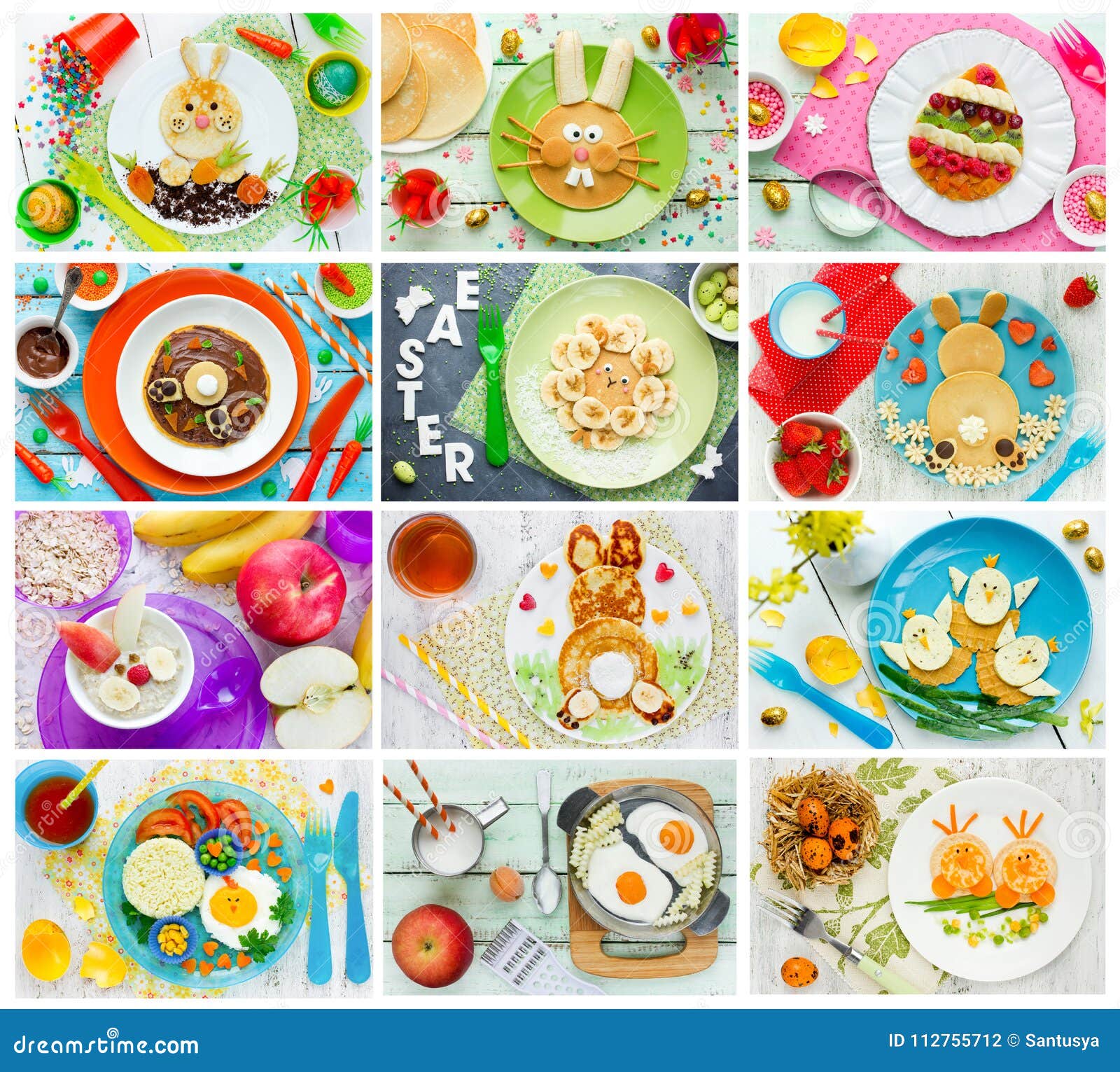 Food Collage of Easter Breakfast Stock Photo - Image of appetizer, cute ...