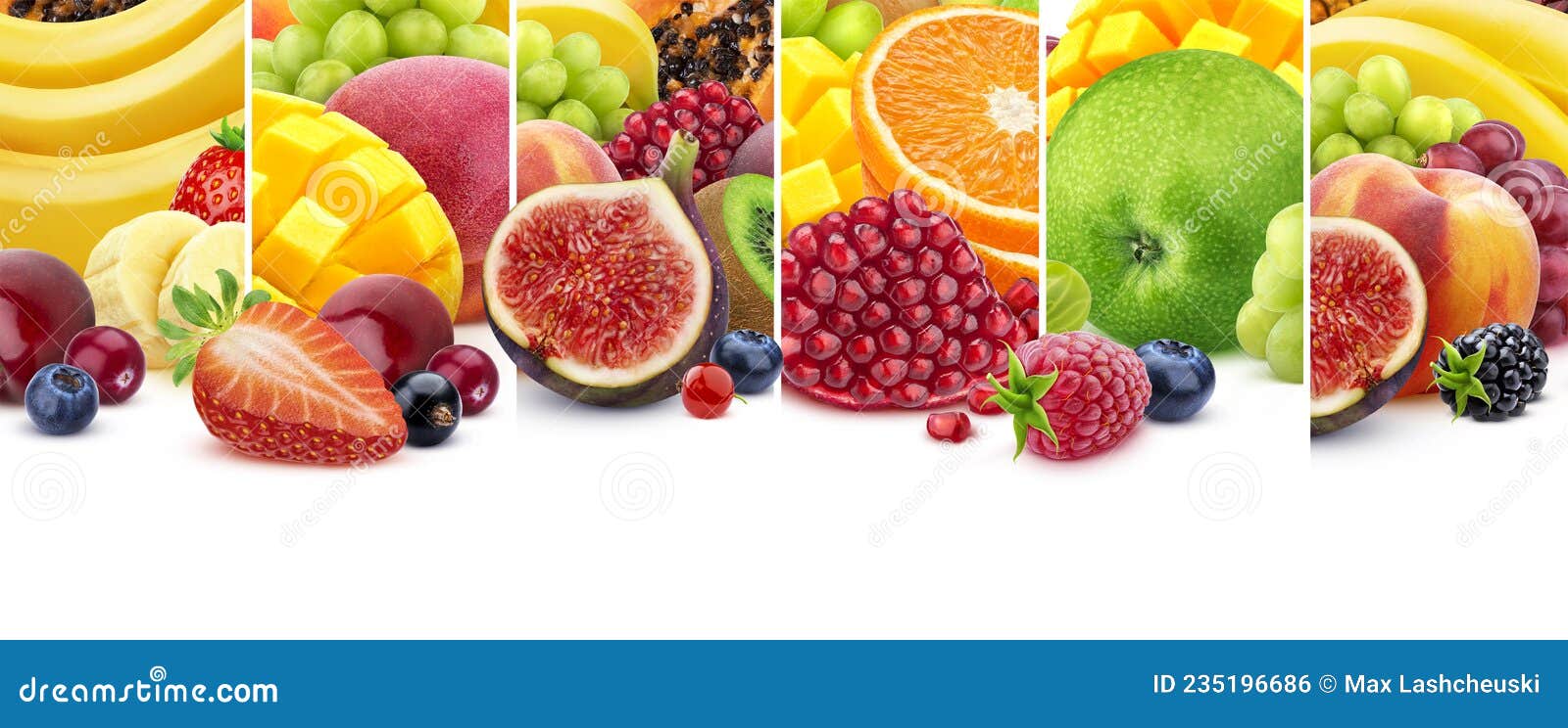 Food Collage, Set of Various Fruits and Berries Stock Photo - Image of ...