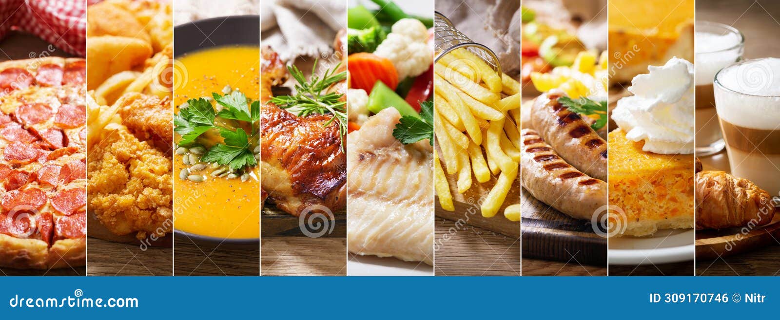 Food Collage of Various of Meals and Drinks Stock Photo - Image of ...