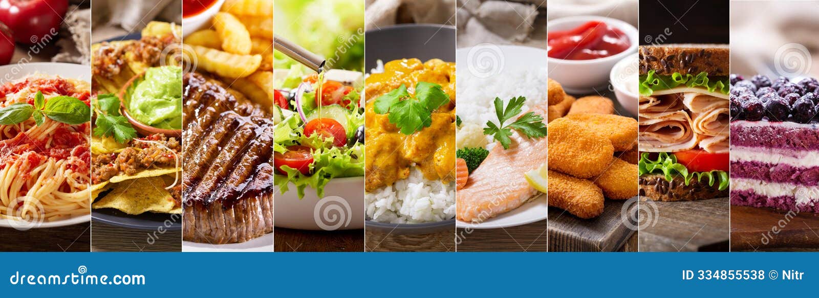 Food Collage of Various Meals Stock Photo - Image of restaurant, dinner ...