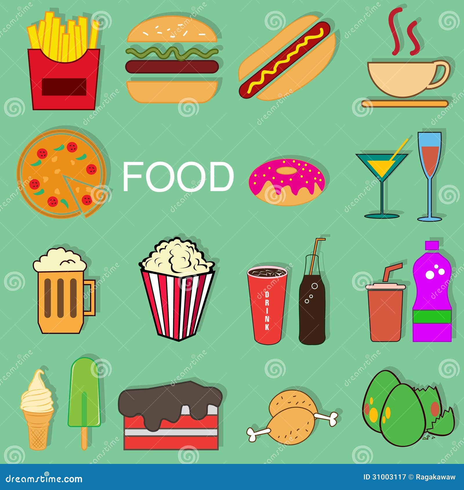 Food Collection Set Menu Cartoon Stock Illustration - Illustration of ...