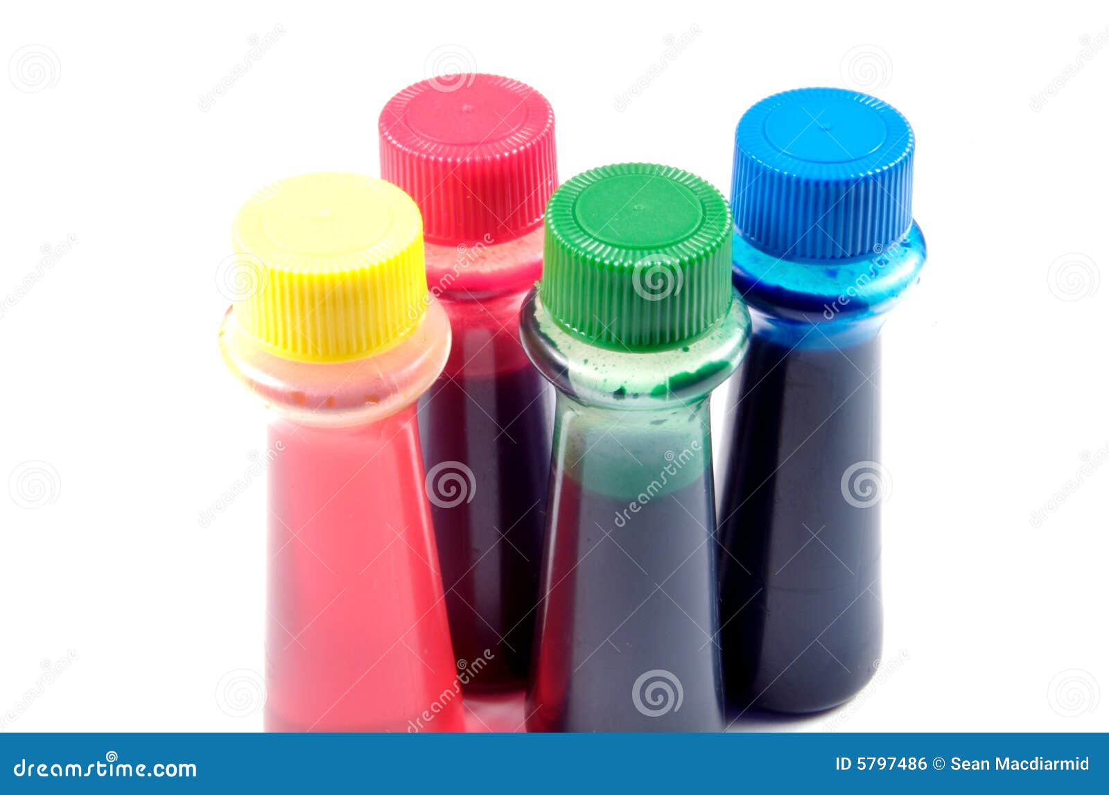 Food Coloring, E171. White Chemical Powder In Ceramic Spoon On Blue ...